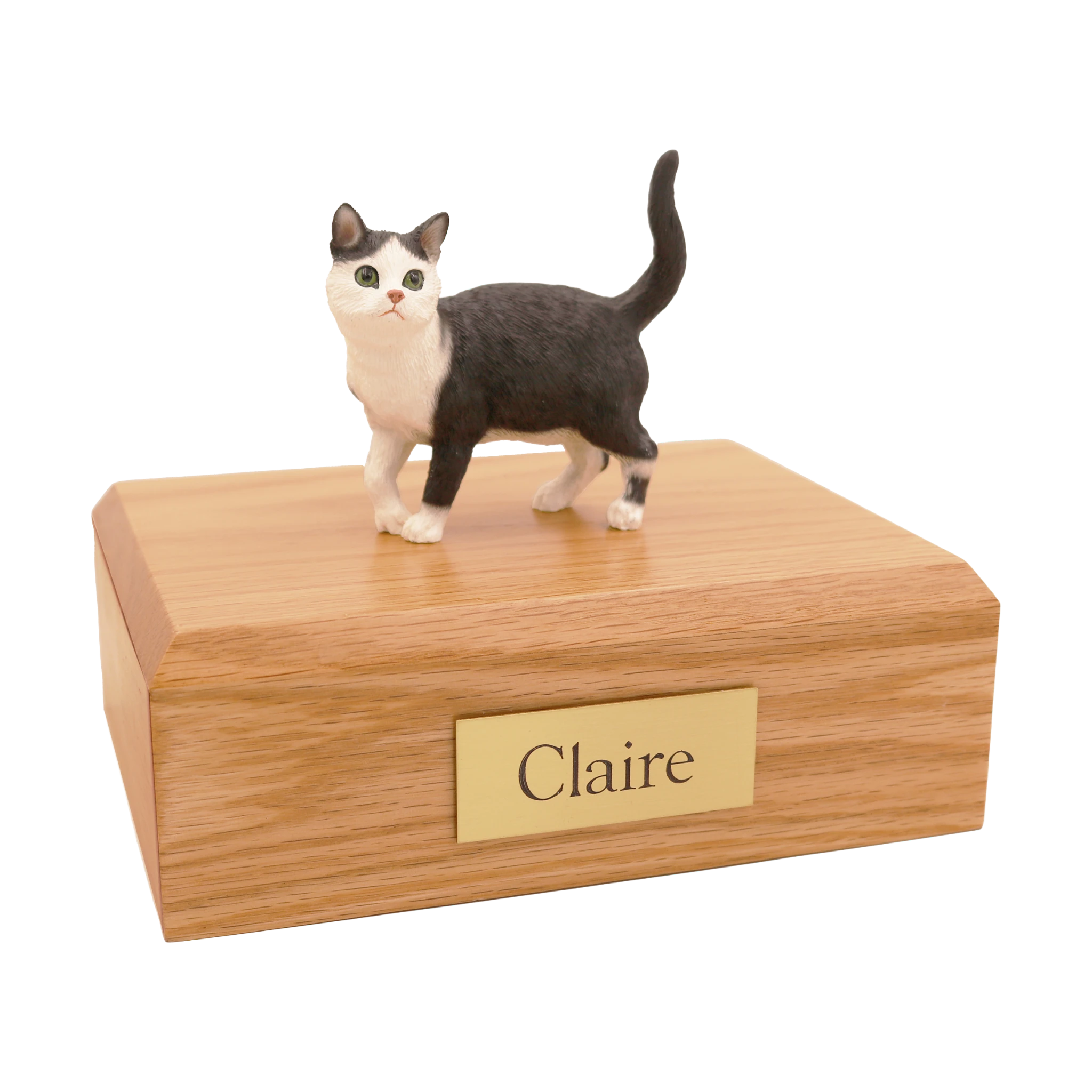 Tabby Shorthair Cat Figurine Pet Cremation Urn | Hardwood Base ...