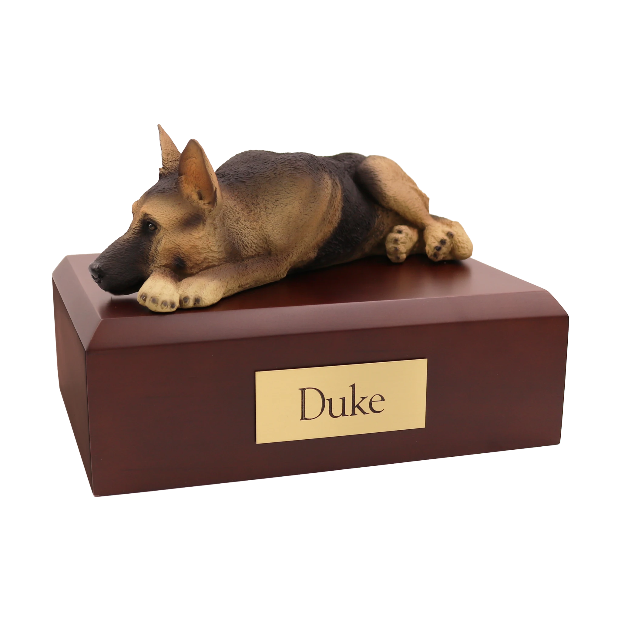 Tan and Black German Shepherd Urn | Resting Figurine Pet Memorial ...