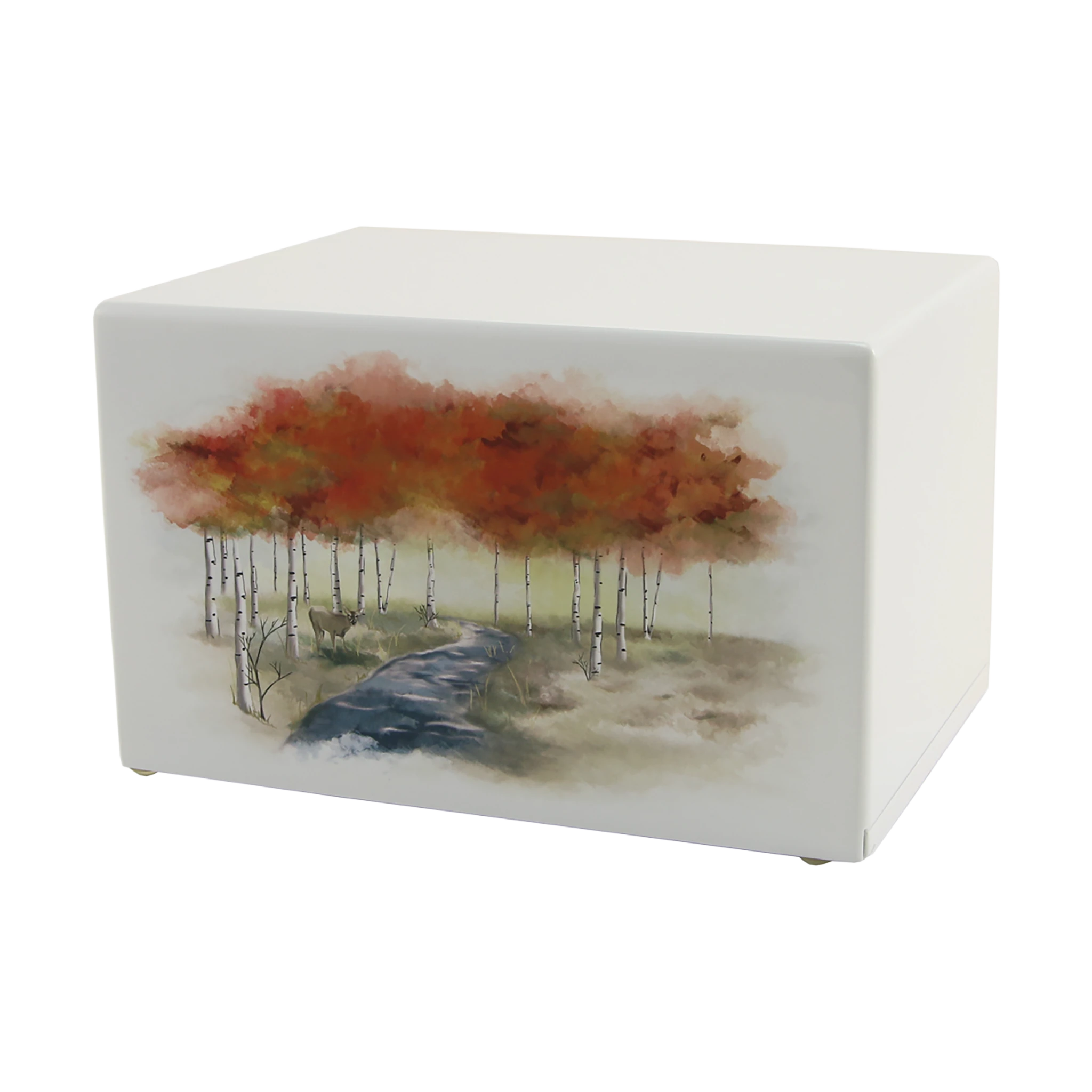 Hand-Painted Forest Scene MDF Adult Cremation Urn | 200 Cu In | Funeral ...