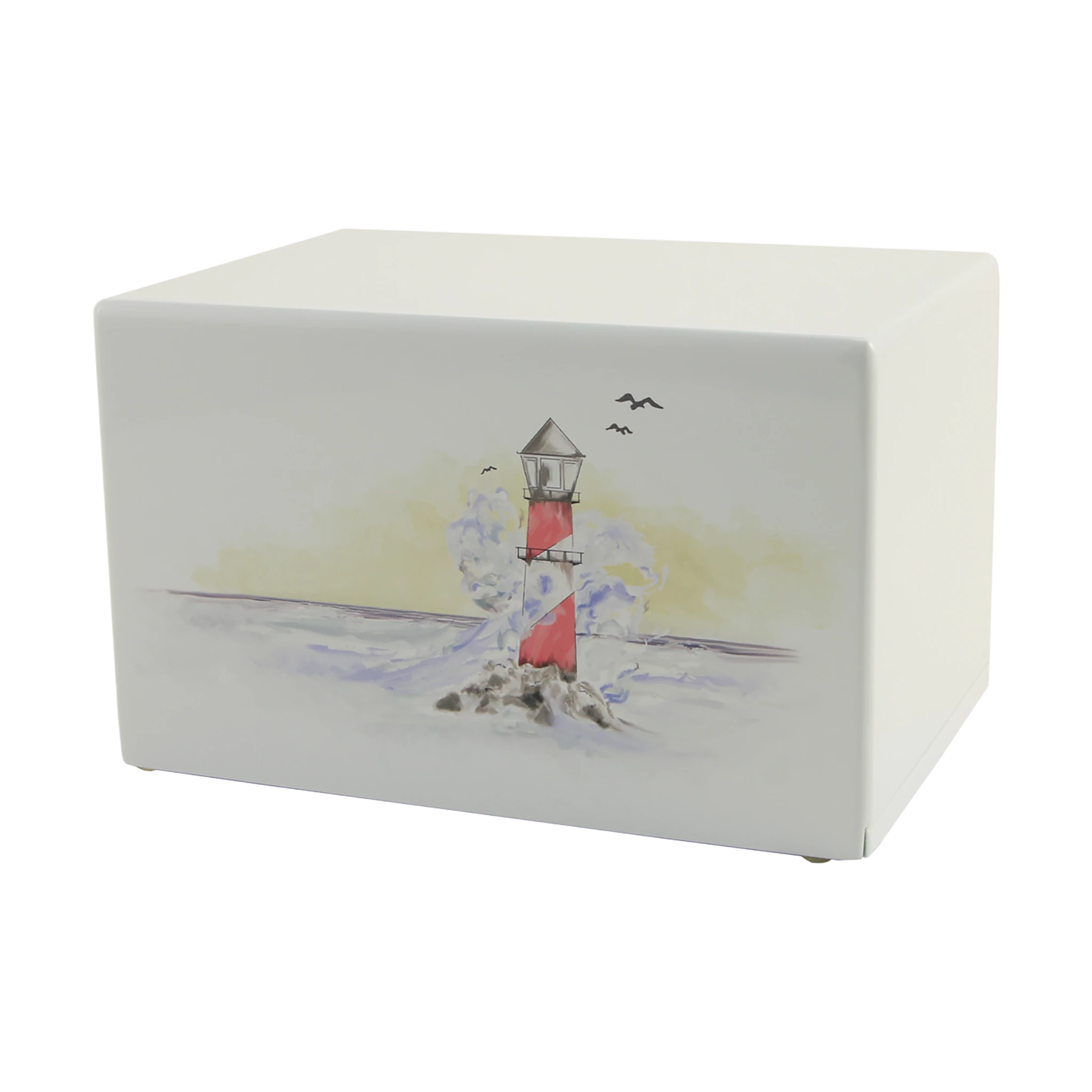 Hand-Painted Lighthouse Scene MDF Adult Cremation Urn | 200 Cu In ...