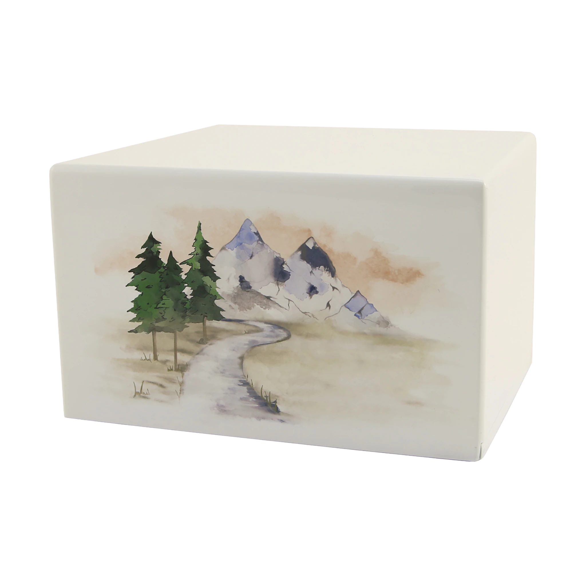 Hand-Painted Mountain Stream Cremation Urn | 200 Cu In | Funeral.com, Inc.