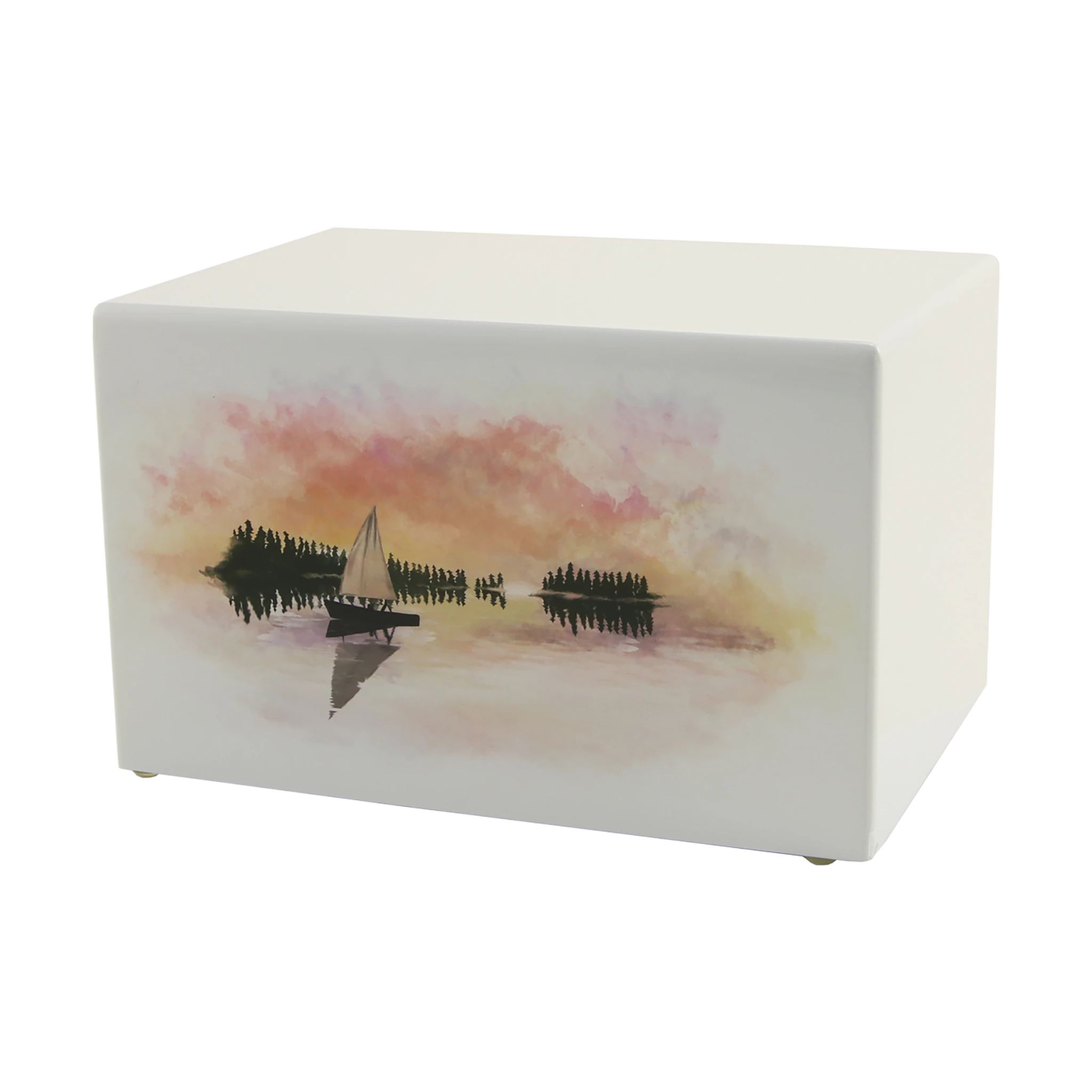 Hand-Painted Sailboat Scene MDF Adult Cremation Urn | 200 Cu In ...