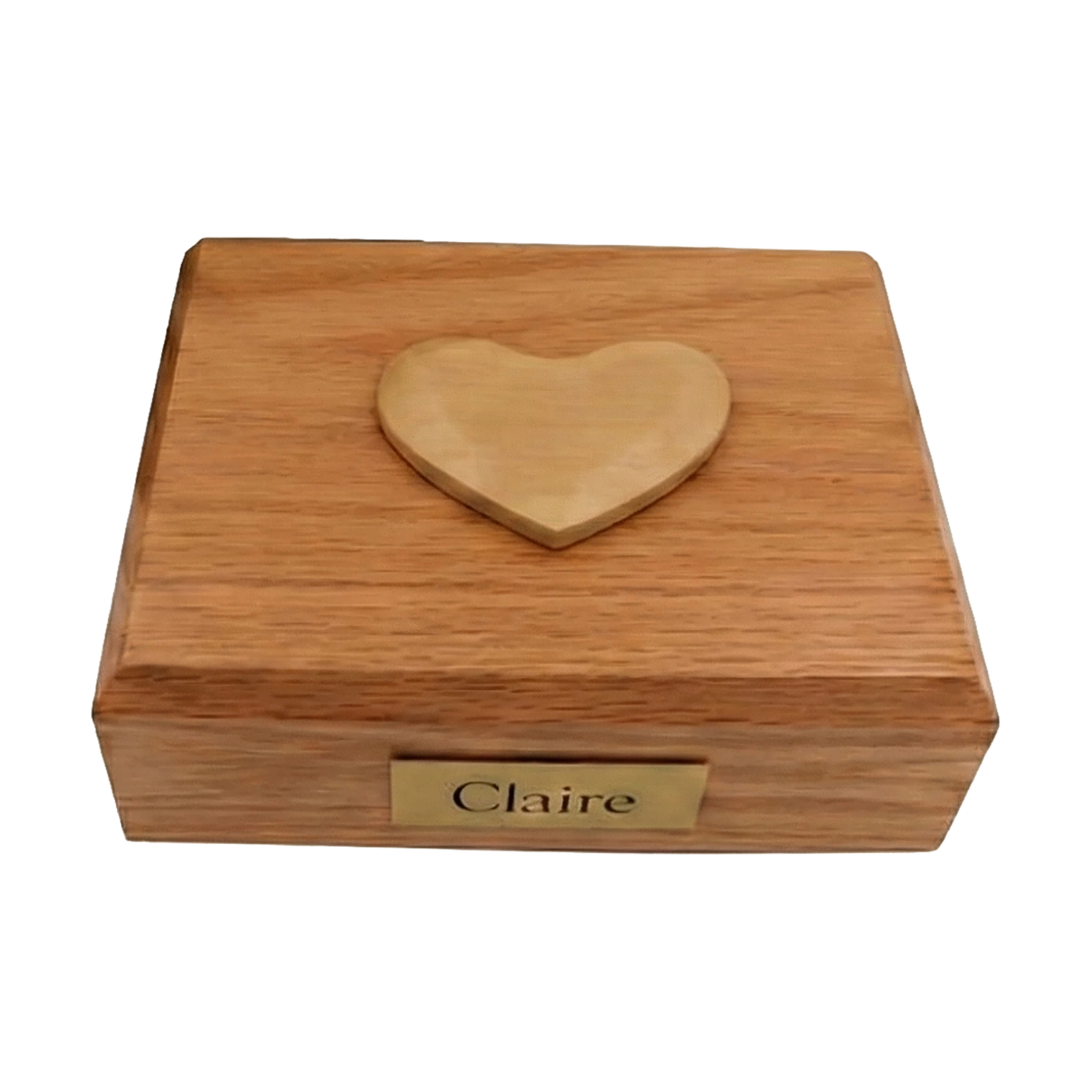 Traditional Wooden Pet Urn with Heart Adornment & Nameplate | Funeral ...