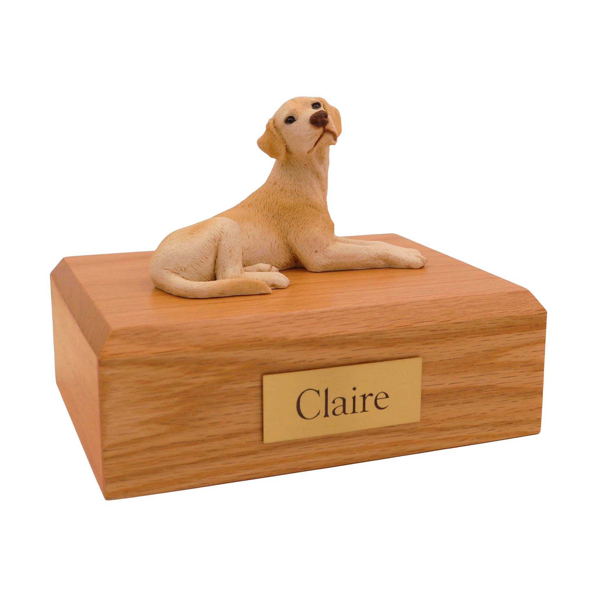Yellow Labrador Figurine Cremation Urn | Personalized Hardwood Base ...